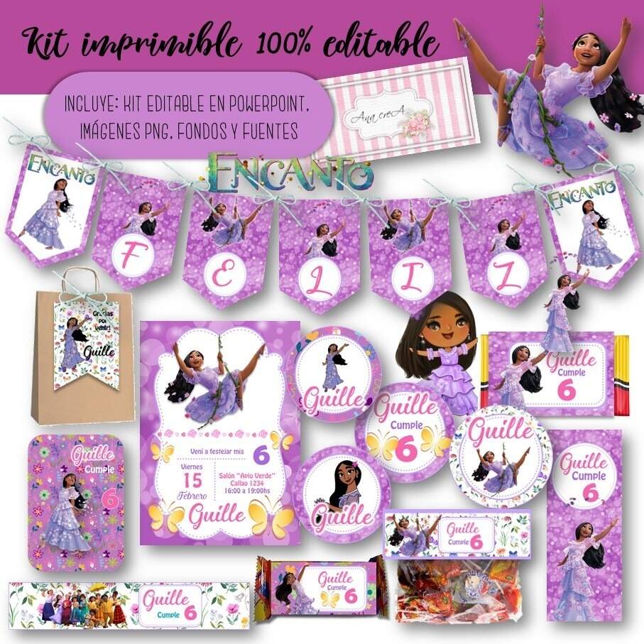Kit Imprimible Isabela Encanto Mod4 100% Editable Candy Bar