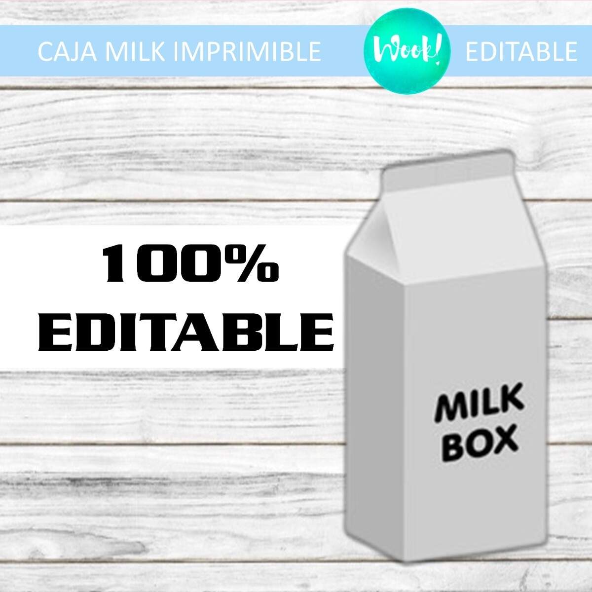 Caja Milk Box Imprimible Editable Osito Principe