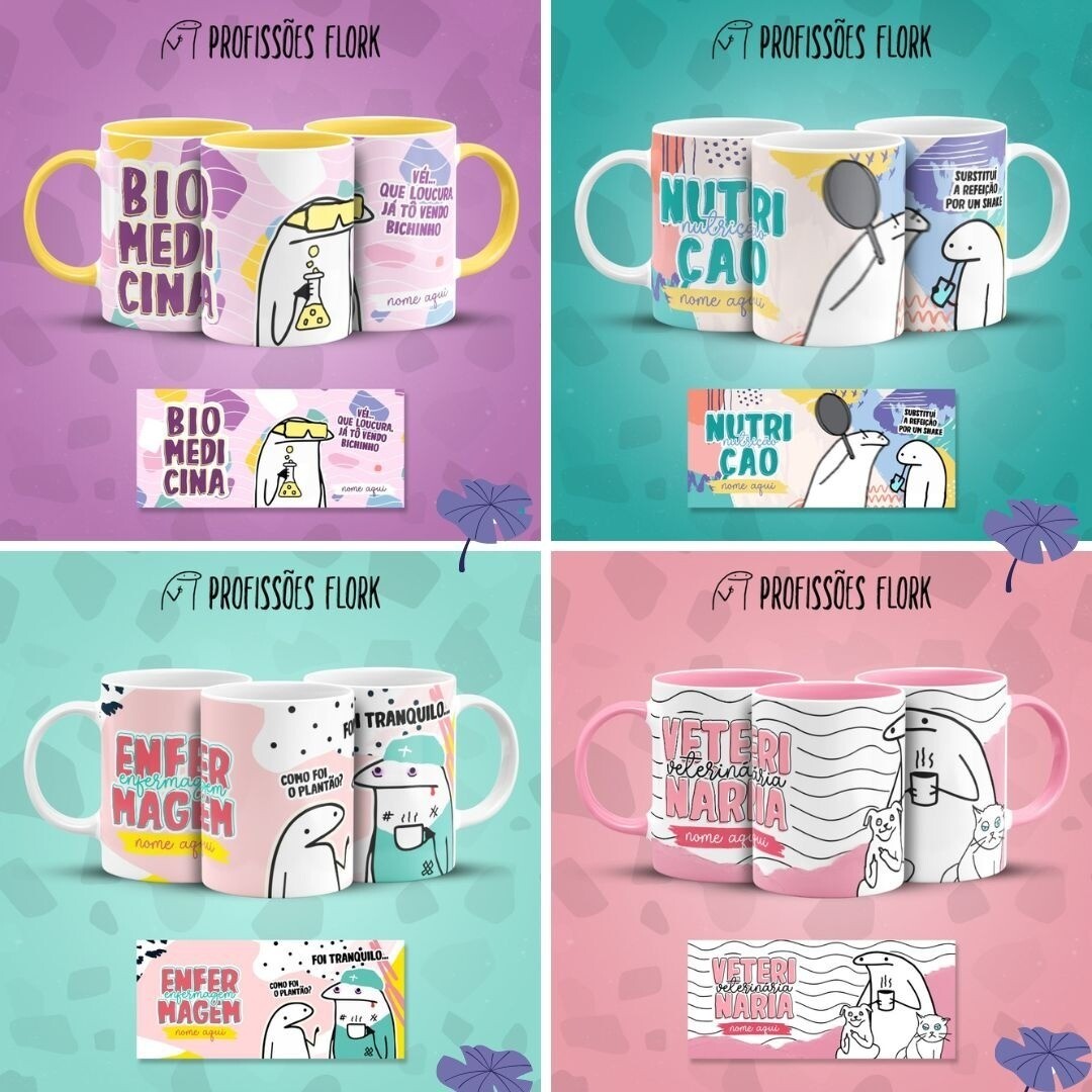 Flork Bento Cake - Artes Para Canecas - Profissões