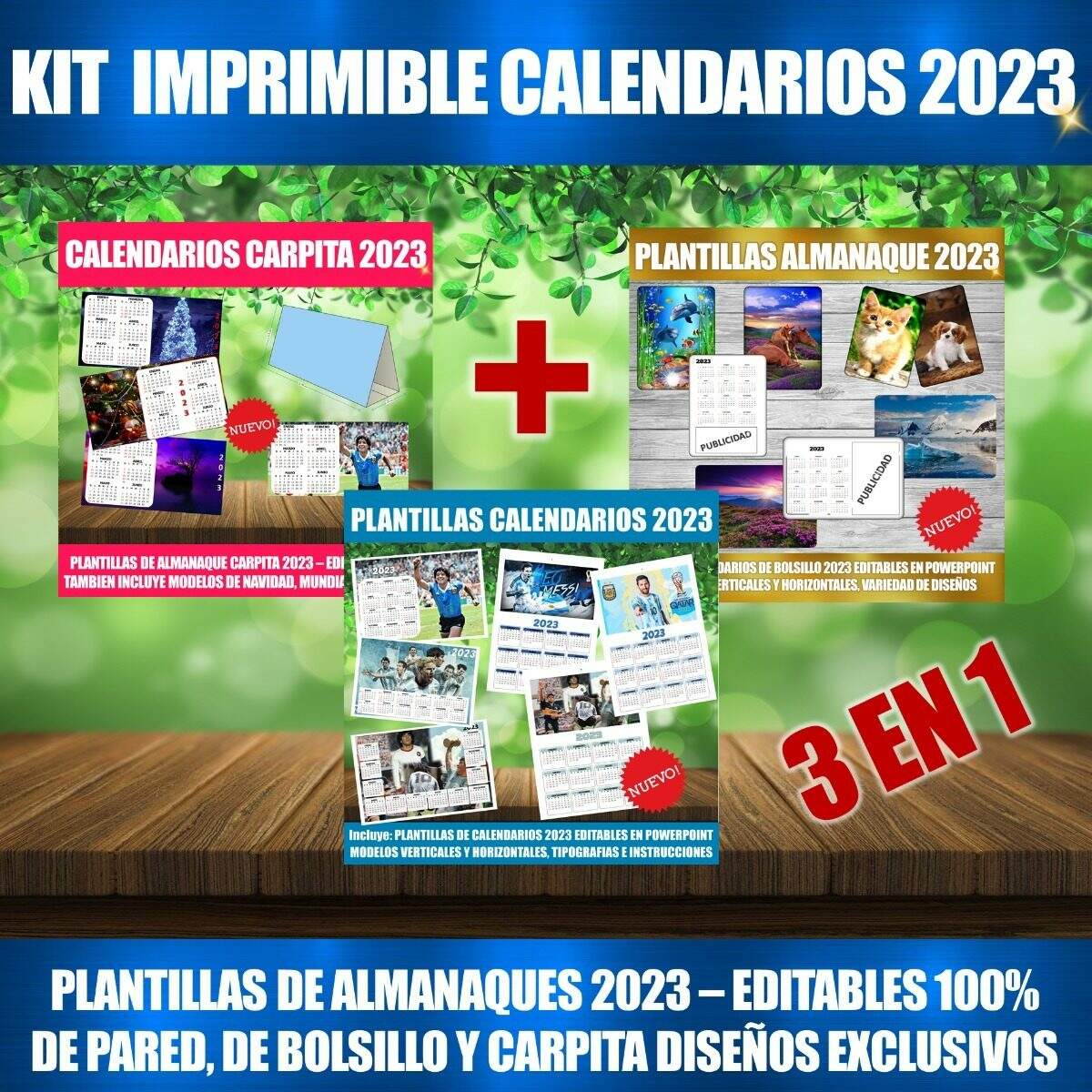 Kit Imprimible Calendarios Almanaques 2023 100% Editables