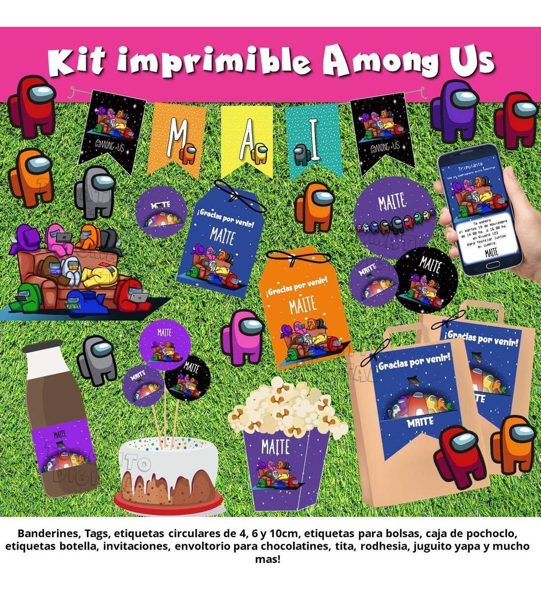 Kit Imprimible Candy Bar Among Us Editable