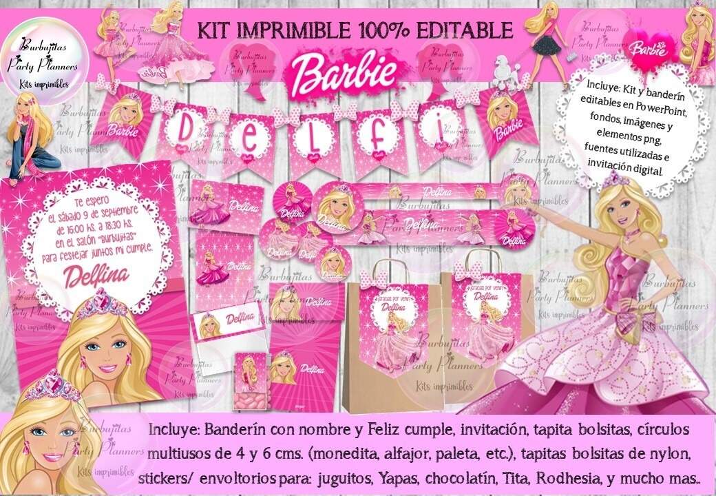 Kit Imprimible Candy Bar Barbie 100% Editable