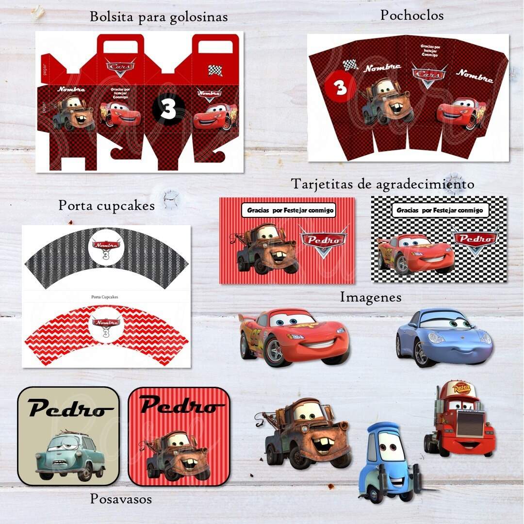 Kit Imprimible Cars Editable Cumpleaños Candy Bar