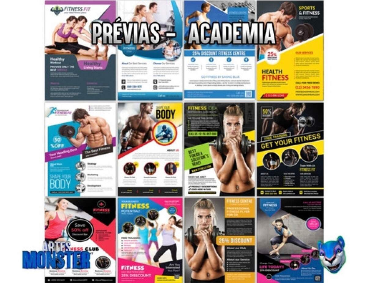 Pack 372 Artes Editáveis Academia Musculação Psd Com Brinde