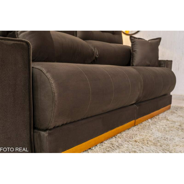 Sofá Retrátil Reclinável Dakar 2.30m Veludo Marrom 815 - Molas Ensacadas - Distribuidora de ...