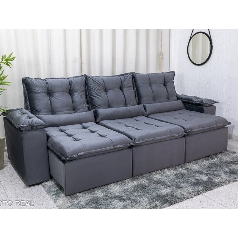 Sofá Retrátil Reclinável Grécia 2.70m - Conforto e Estilo em Veludo ...