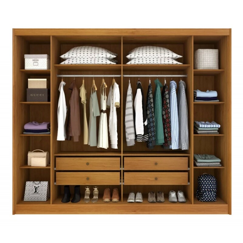 Guarda-Roupa Casal 4 Portas Cairo Larg. 2.75m Cinamomo/Off White Tcil ...