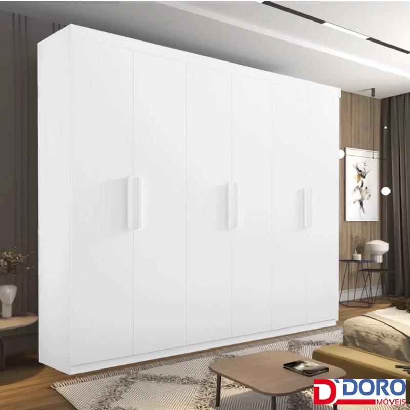 Roupeiro Casal Colibri Branco 6 Portas 6 Gavetas Larg. 2.05m - D Doro ...
