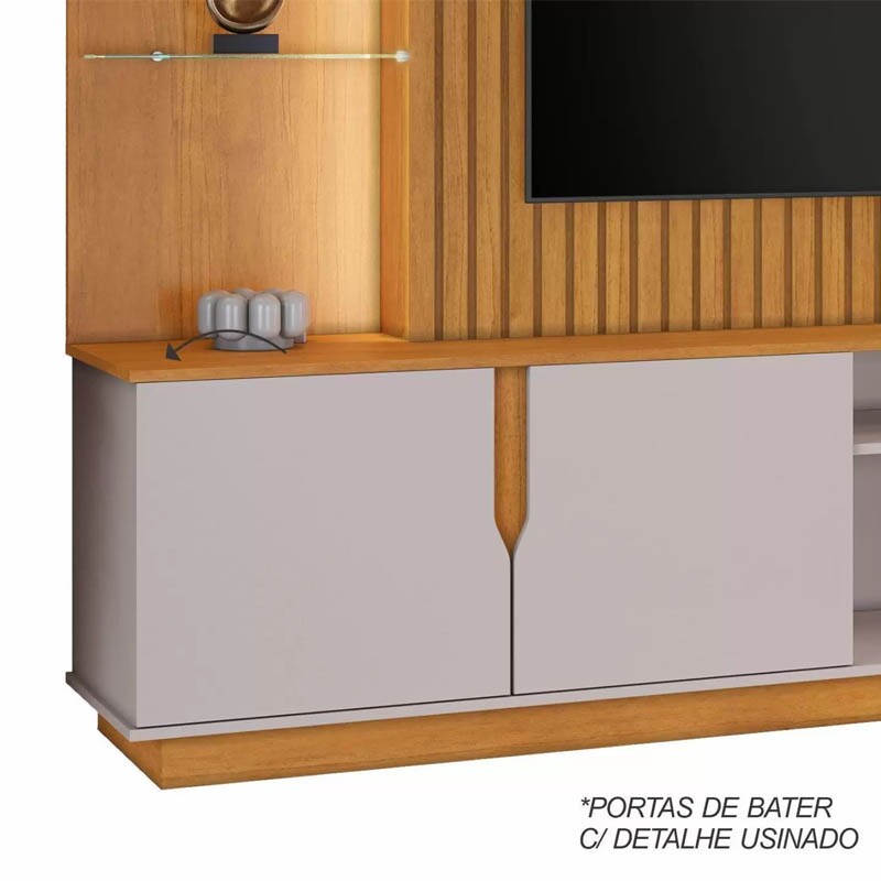 Home Amparo Cinamomo/Off Ripado C/ Led TV até 60 Polegadas Larg. 1.82m ...