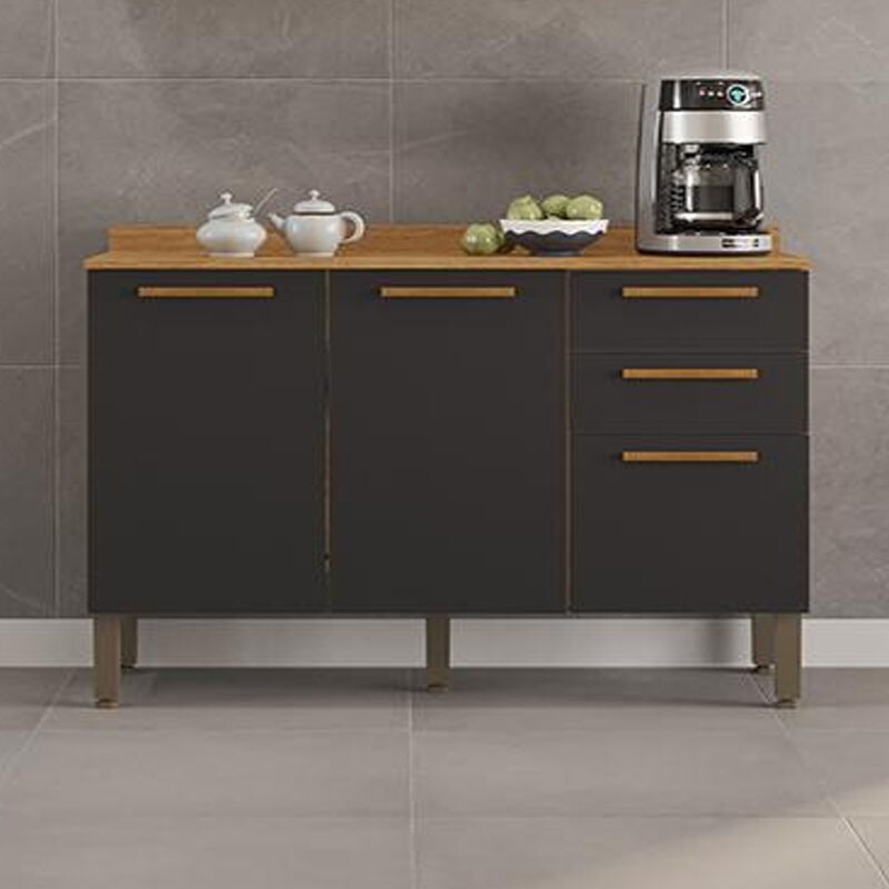 Balcão para Cozinha New Valência larg. 1.20m Cinamomo/Grafite Sallêto ...