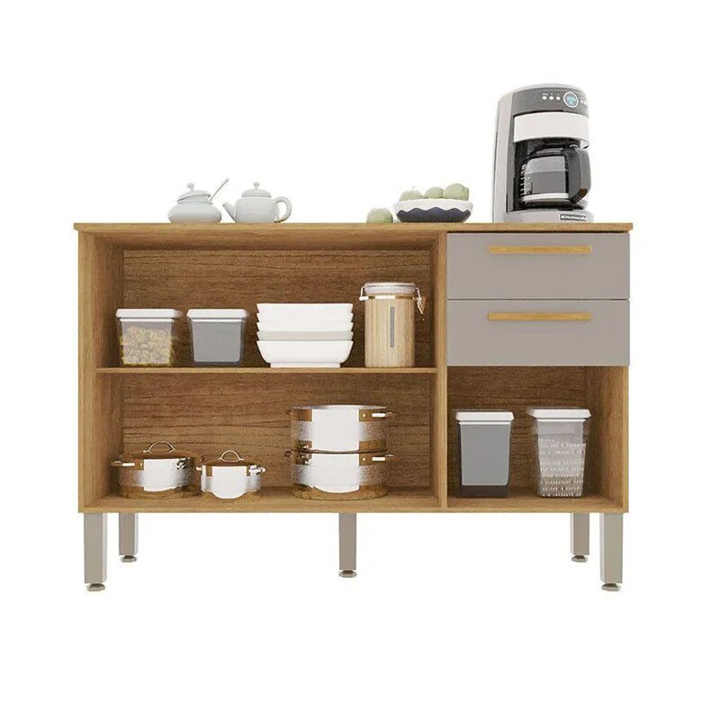 Balcão para Cozinha New Valência larg. 1.20m Cinamomo/Off White Sallêto ...