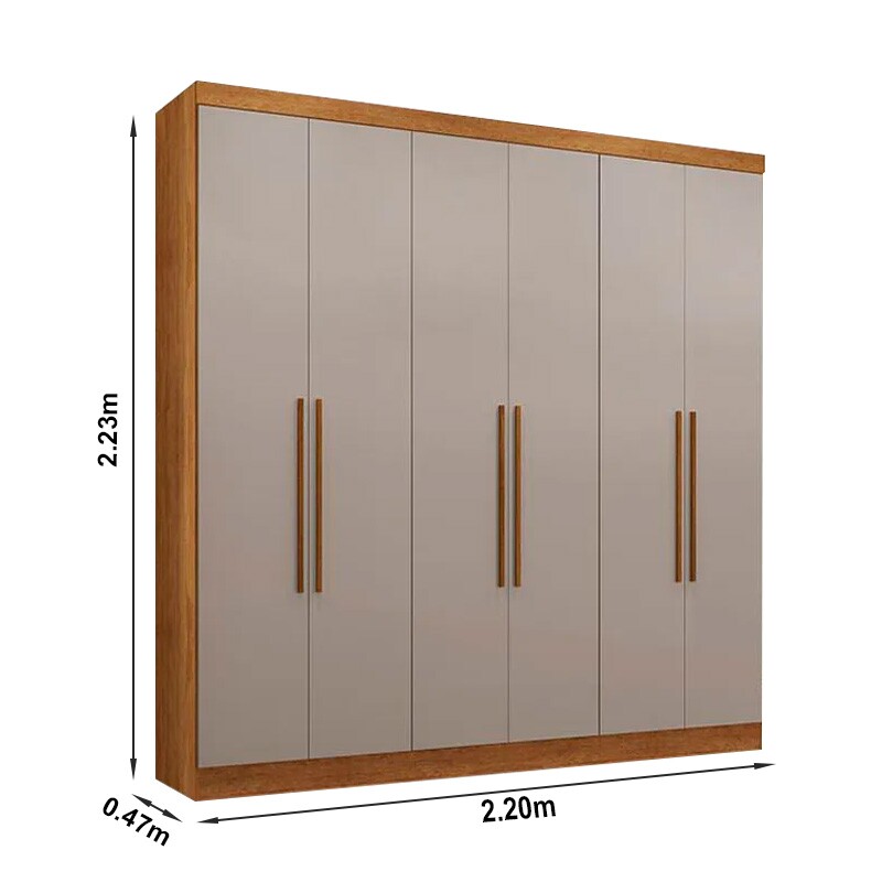 Guarda-Roupa Casal Coliseu 6 Portas 4 Gavetas larg. 2.20m Cinamomo/Off White Sallêto - Nossos Móveis