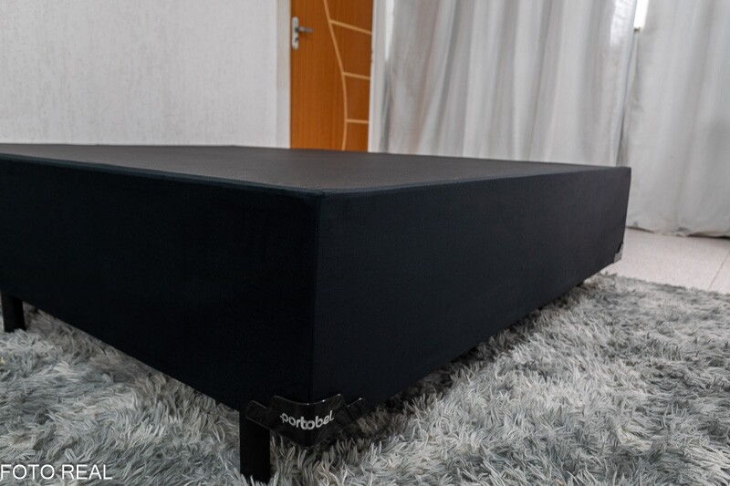 Base Box Casal 138x188x35 Veludo Preto Portobel - Nossos Móveis