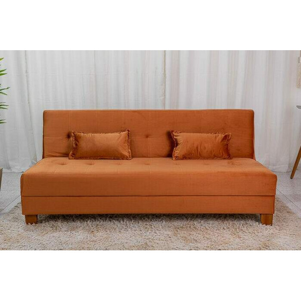 Sofá Cama Arpoador Veludo Terracota 12116 Larg. 1.85m - Nossos Móveis