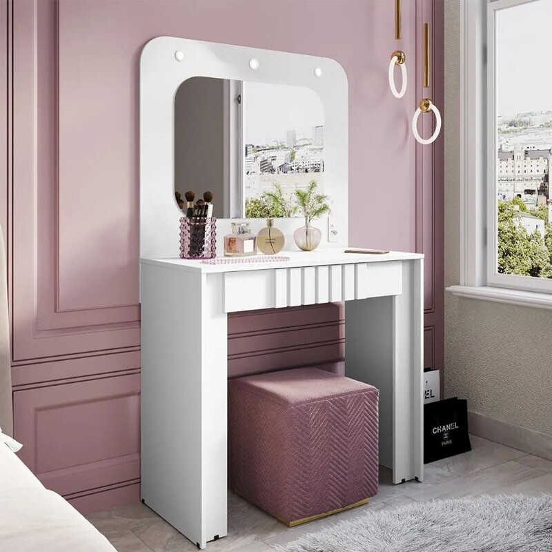 Penteadeira Camarim Rouge Branco Larg. 0.90m - Bechara - Nossos Móveis
