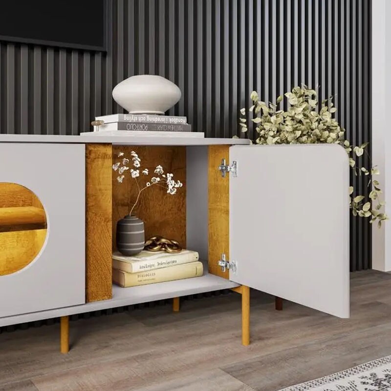 Rack Bancada Juquehy Off/Nature C/LED TV até 75 Polegadas Larg. 1.80m ...