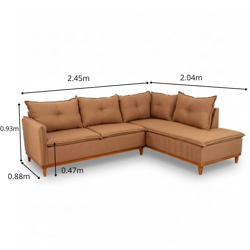 Sofá de Canto Turquia Linho Terracota 29 - Nossos Móveis