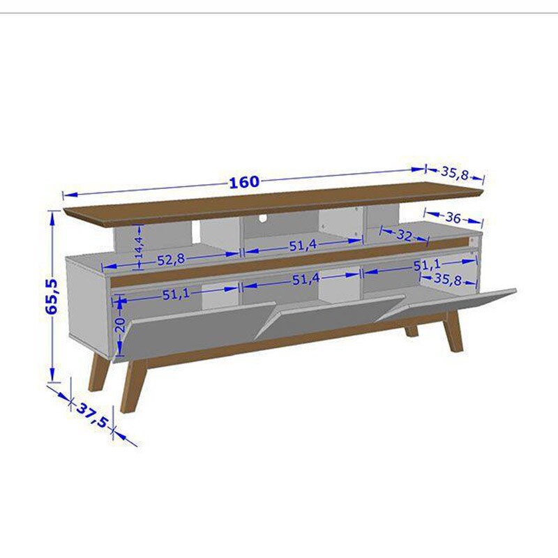 Rack Rubi TV até 65 Polegadas Larg. 1.60m Cinamomo/Preto Bechara - Nossos Móveis