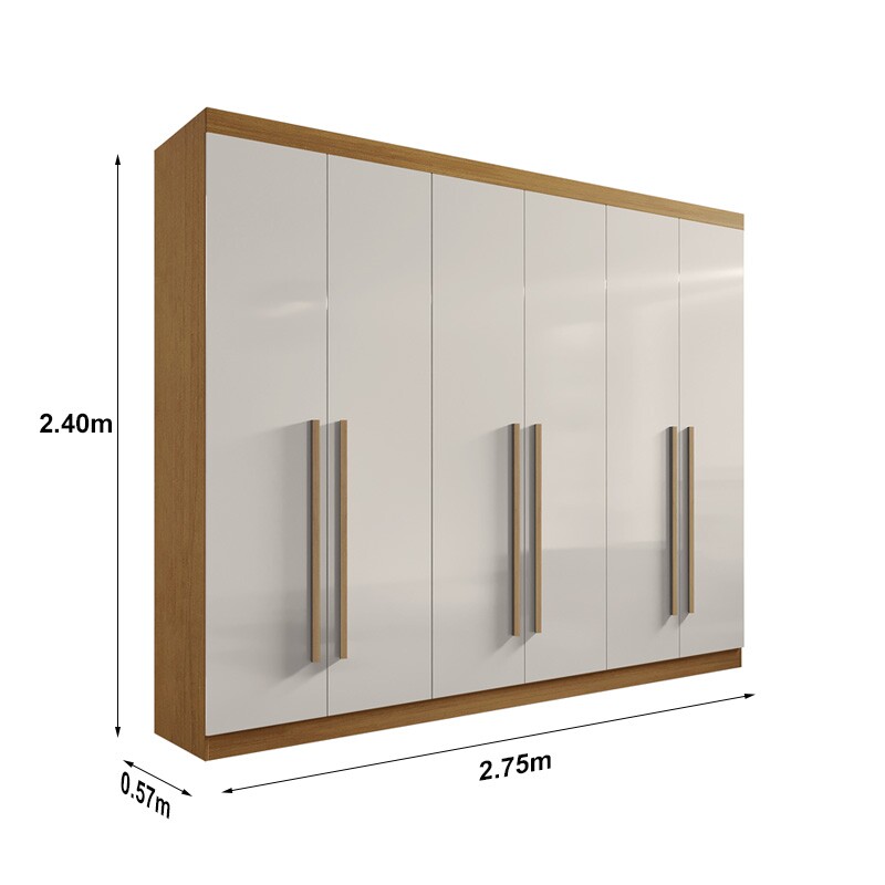Roupeiro Casal Da Vinci Plus Cinamomo/Off 6 Portas 6 Gavetas 100% MDF ...