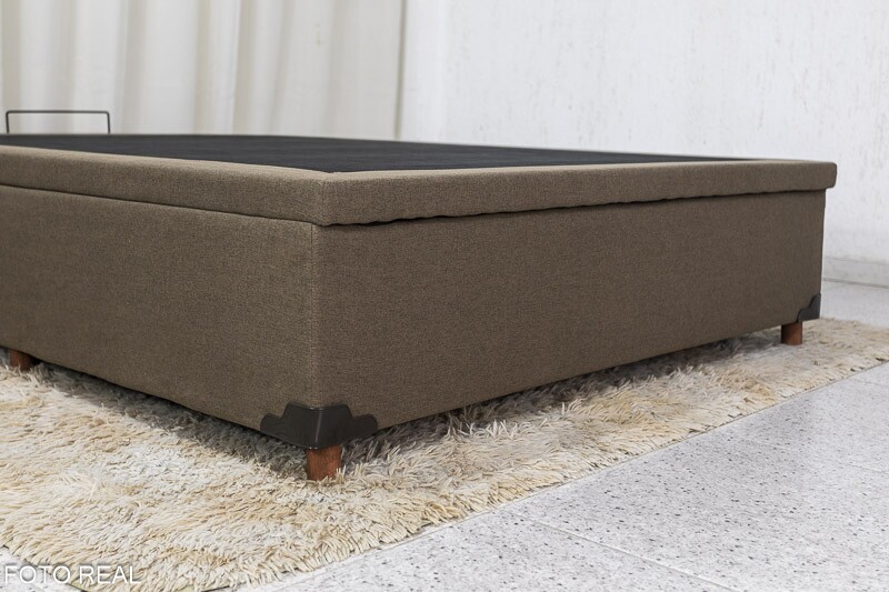 Base Box Baú Casal Prime 138x188x43 Linho Marrom SE Movelaria - Drika Móveis