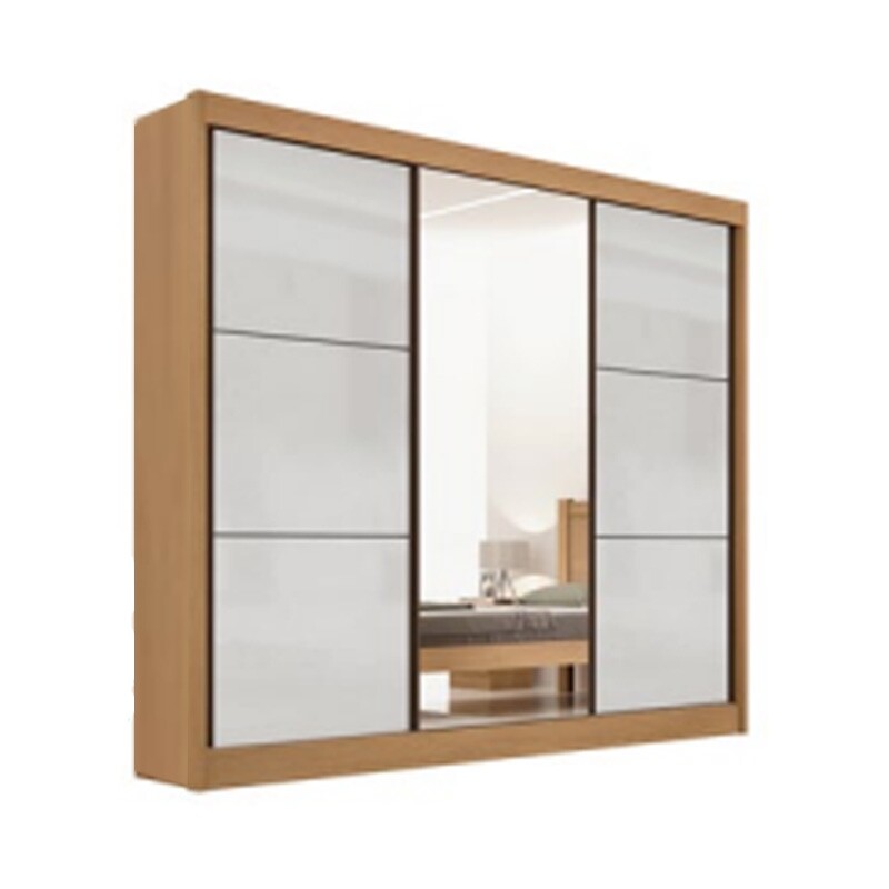 Guarda-Roupa Casal 3 Portas 6 Gavetas Cristal 100% MDF Cinamomo/Off ...