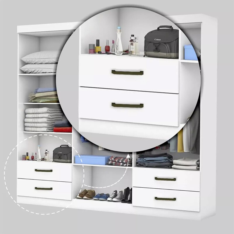 Guarda-roupa Casal Hercules Branco 6 Portas 4 Gavetas C/ Espelho e Pés ...